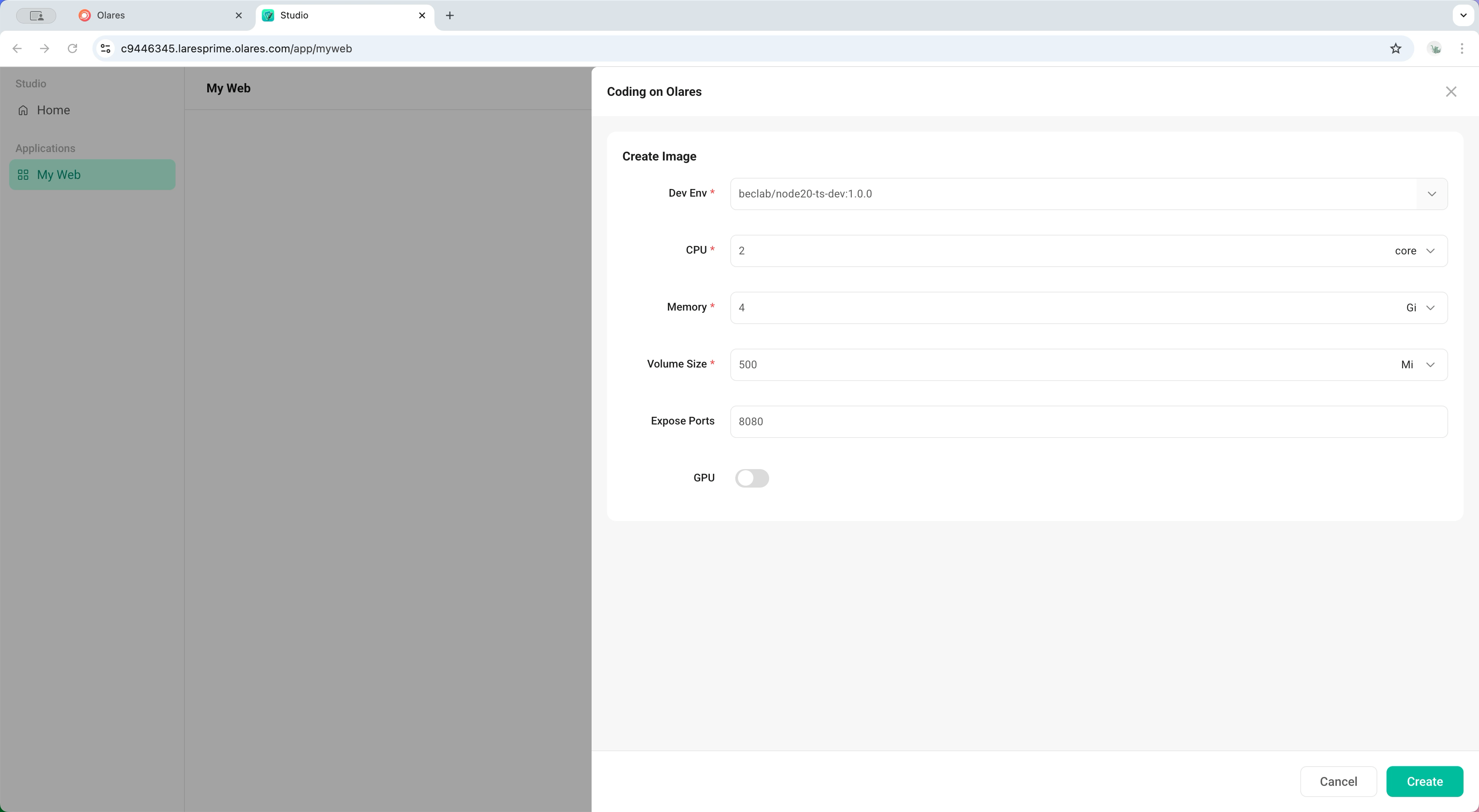 Develop in a dev container | Olares